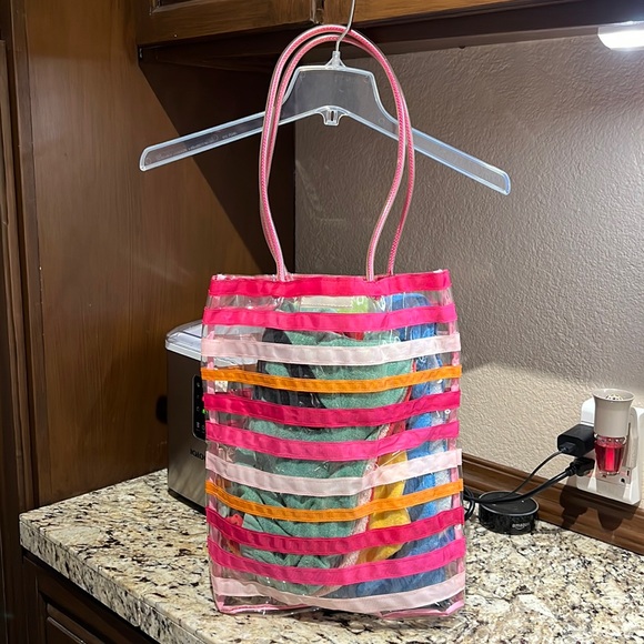Bags | Clear Beach Bag With Ribbon Detail And Shoulder Straps Velcro ...